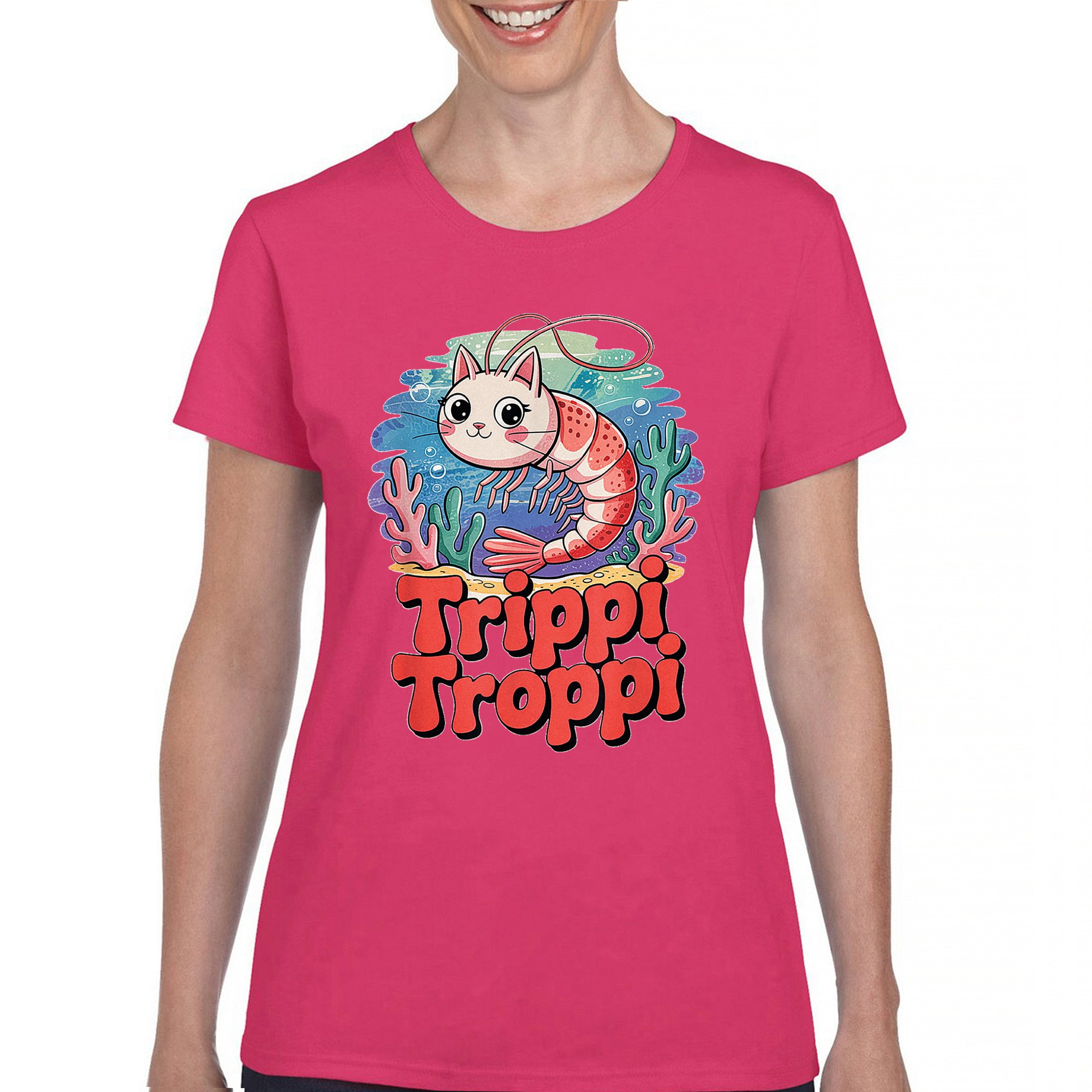 Trippi Troppi Shrim Cat T-Shirt Italian Brainrot Gen Z Alpha Meme Women ...