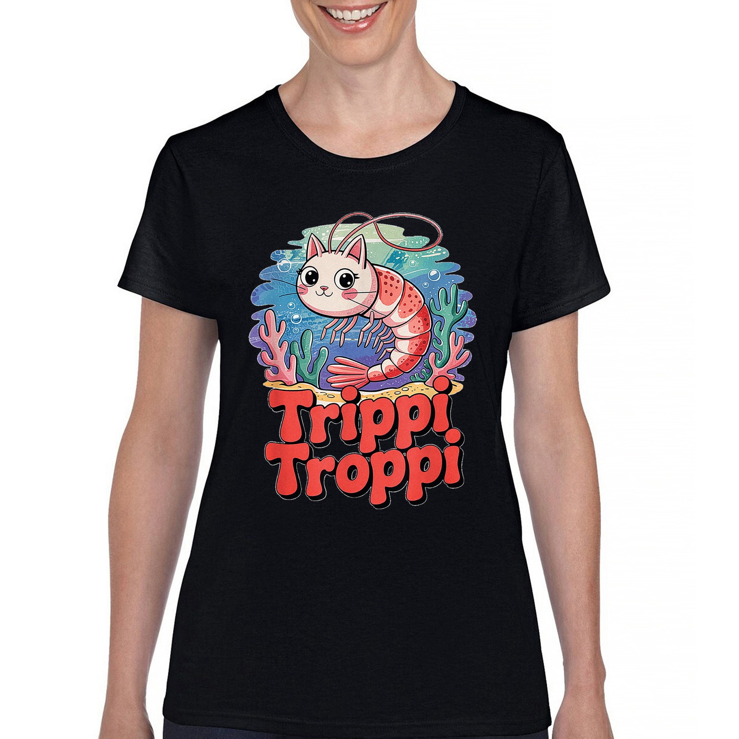 Trippi Troppi Shrim Cat T-Shirt Italian Brainrot Gen Z Alpha Meme Women ...