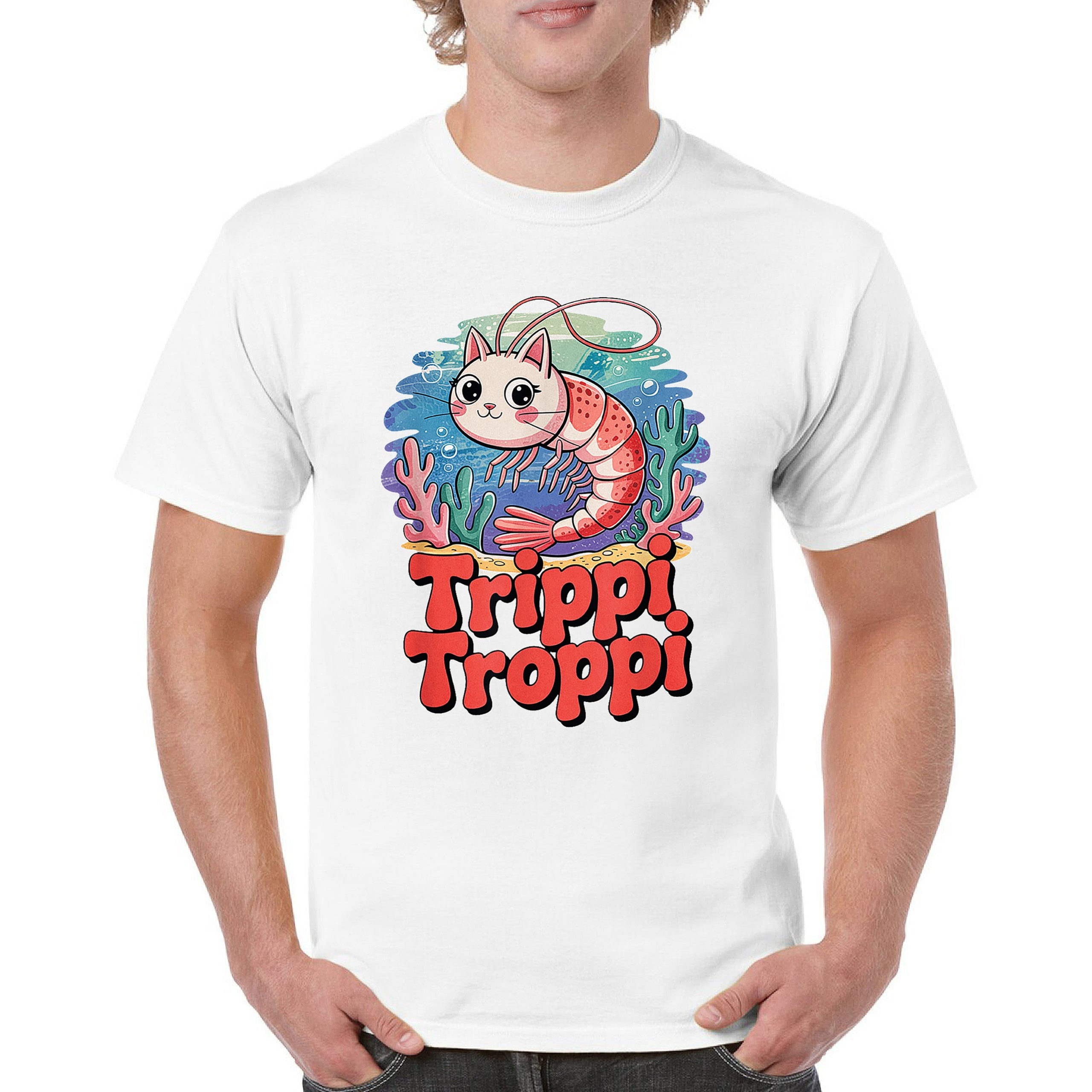 Trippi Troppi Shrim Cat T-shirt Italian Brainrot Gen Z Alpha Meme Men's ...