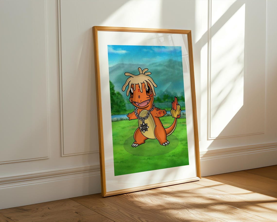 Trippie Redd Pokémon Art Print, Hip Hop Rap Wall Decor, Charmander Pop ...