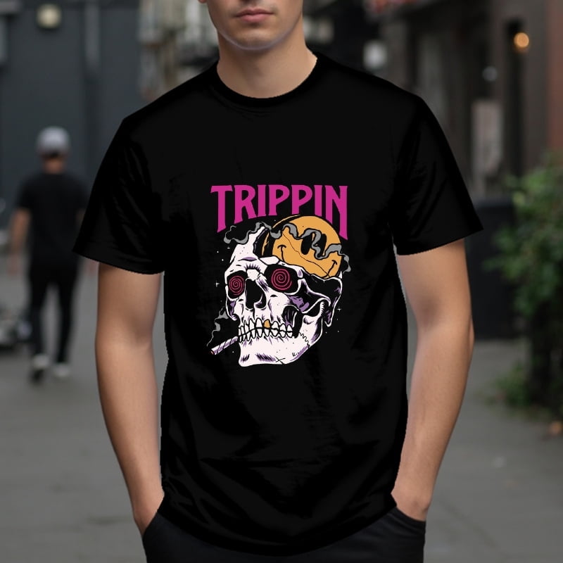 Trippin Punk Skull Graphic Cotton T-Shirt, Men's & Big Men's T-Shirt ...
