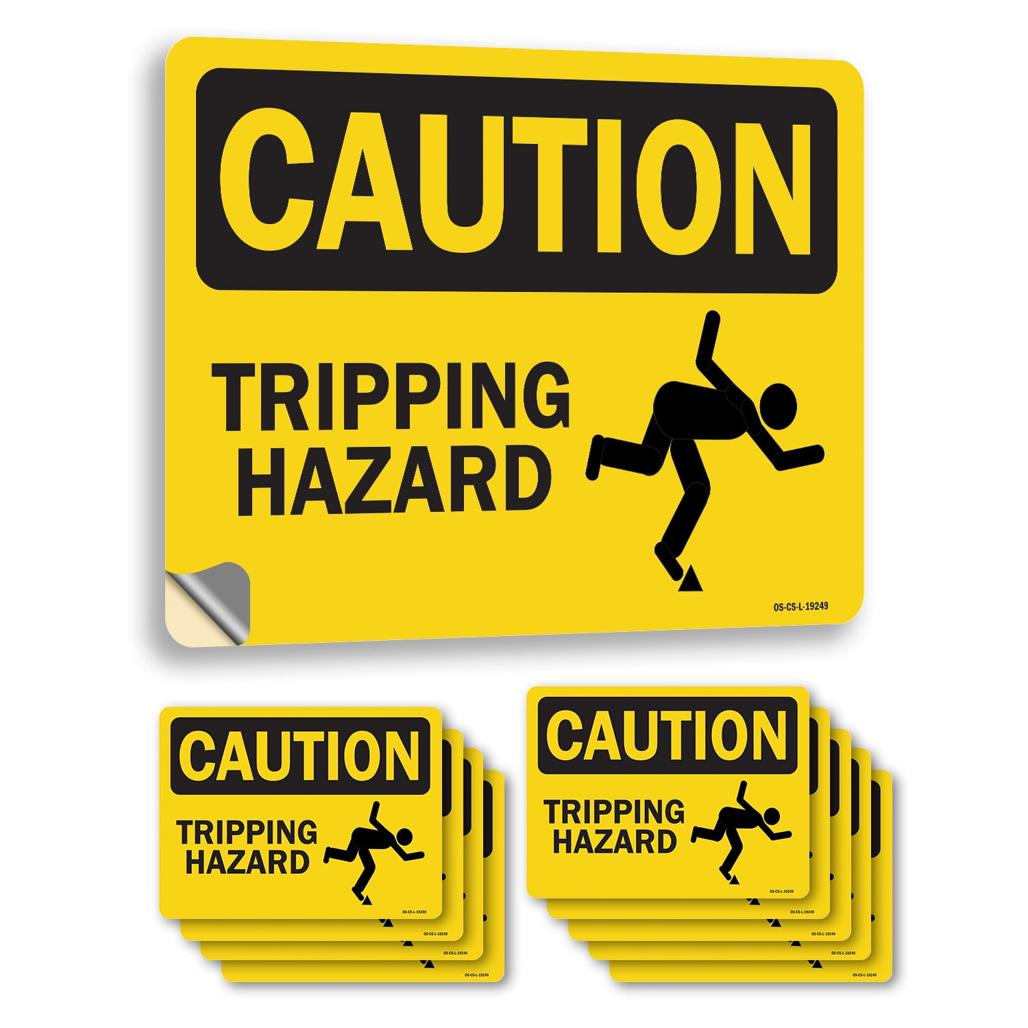 Tripping Hazard OSHA Caution Vinyl Decal Label 14 Inch x 10 Inch - 10 ...