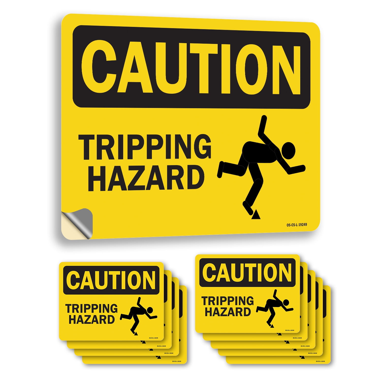 Tripping Hazard OSHA Caution Vinyl Decal Label 5 Inch x 3.5 Inch - 10 ...