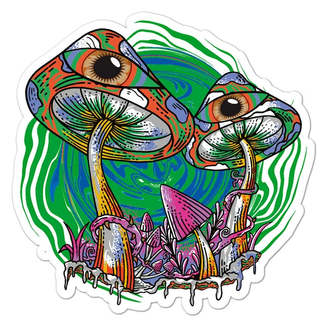 Tripping Shroom Psychedelic Sticker Indoor Outdoor Phone Decal Water ...