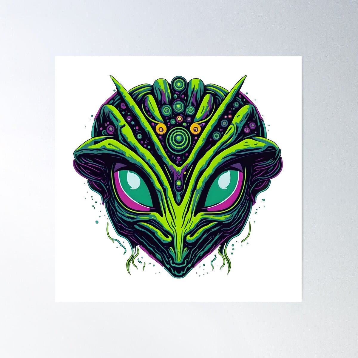 Trippy Alien Poster Wall Art, Modern Wall Decor For Living Room Bedroom ...