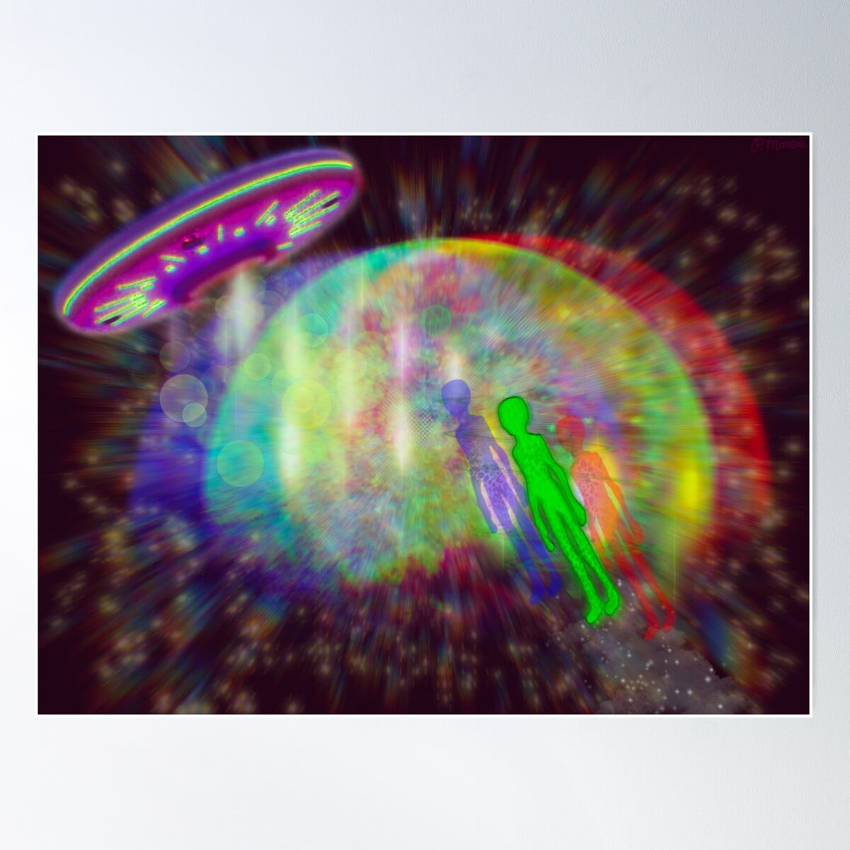 Trippy Aliens - Full Digital Artwork Poster Wall Art, Modern Wall Decor ...