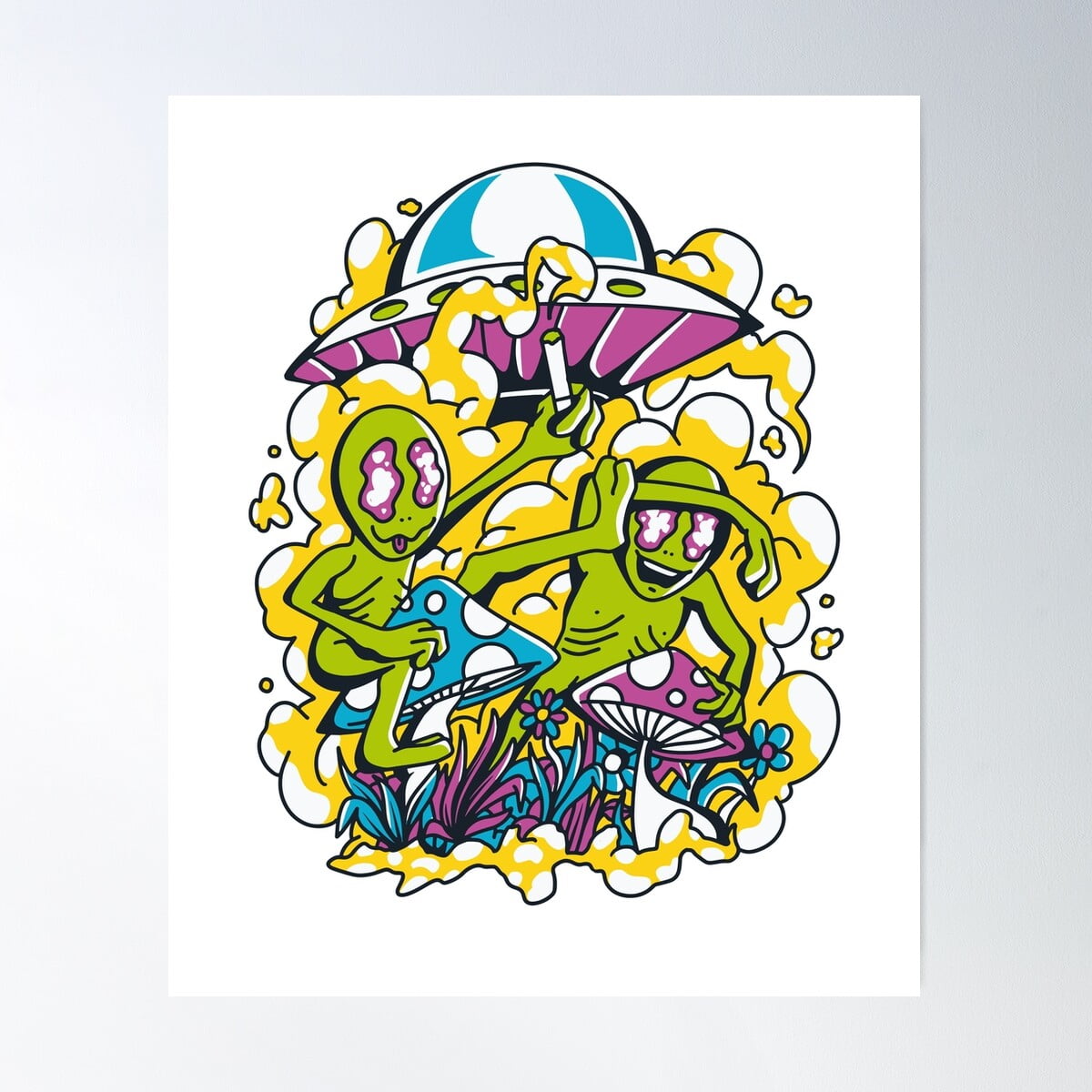 Trippy Aliens Poster Wall Art, Modern Wall Decor For Living Room ...