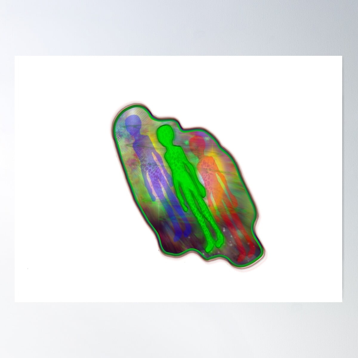 Trippy Aliens Sticker Poster Wall Art, Modern Wall Decor For Living ...