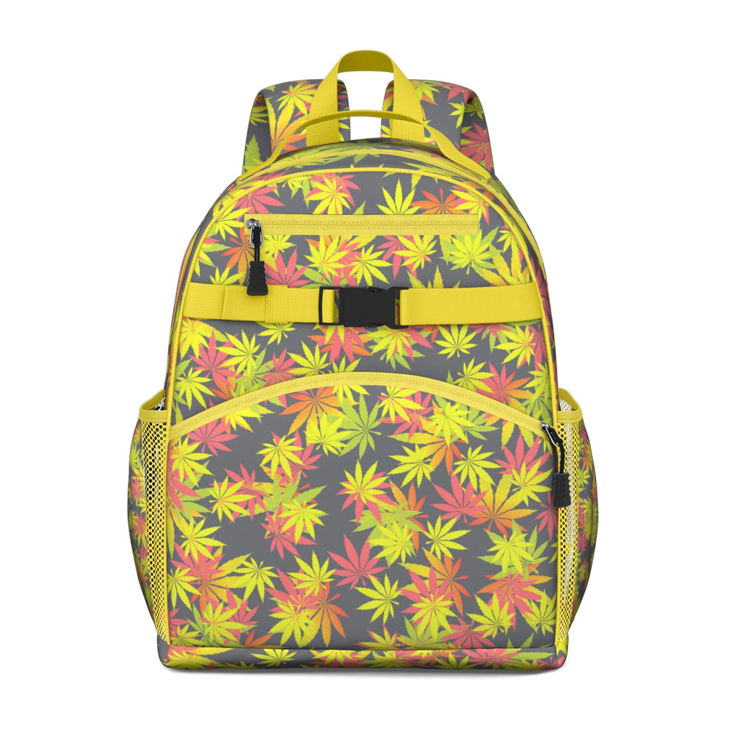Trippy Cannabis Leaf Backpack - Spine-Protecting Ergonomic School Bag ...