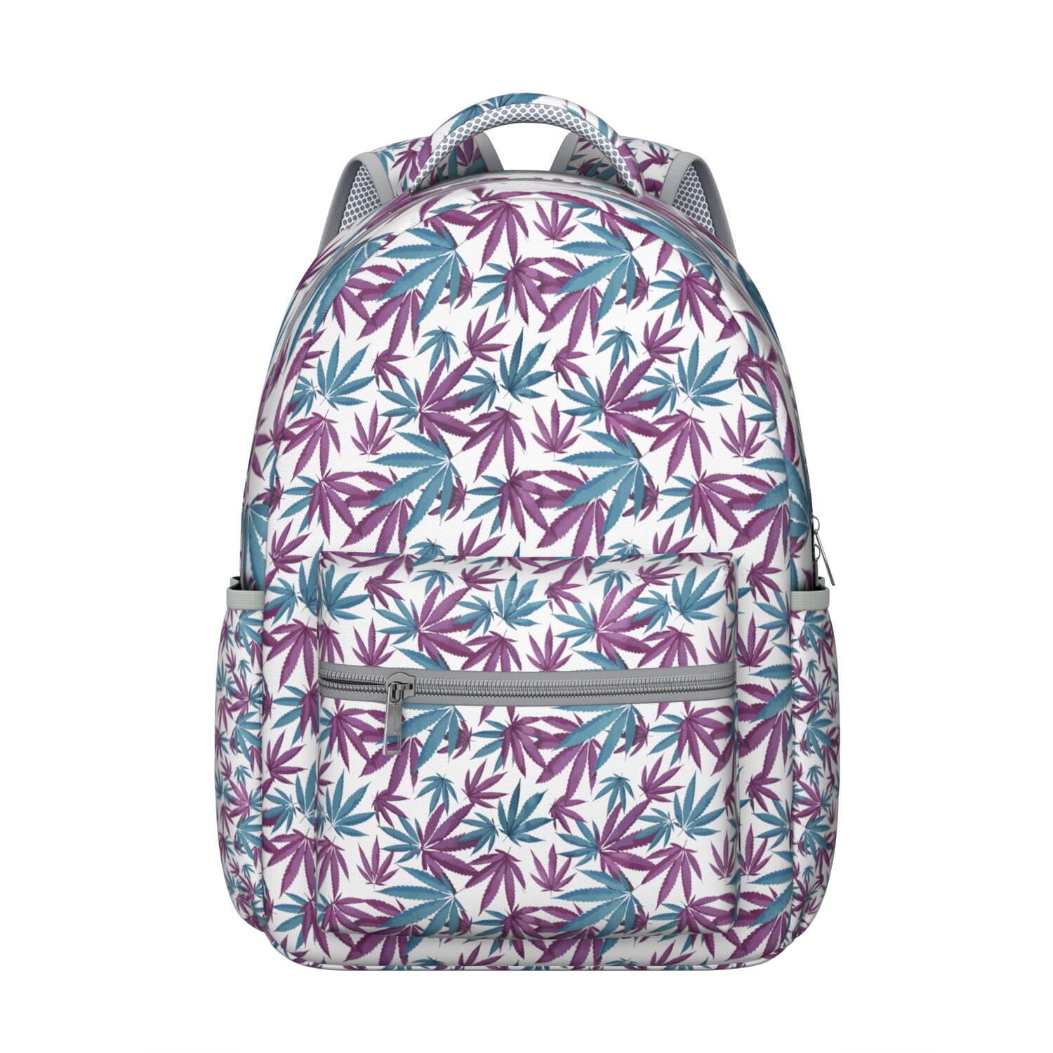 Trippy Cannabis Leaf Ergonomic Backpack - Lightweight Waterproof School ...