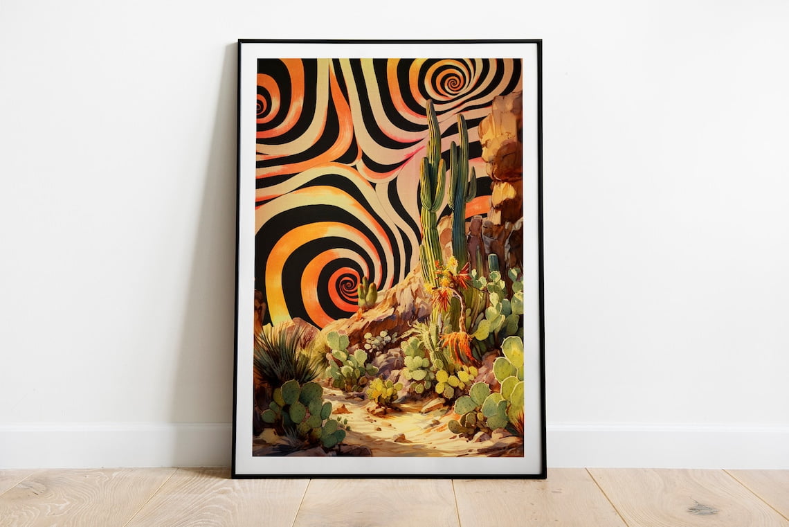 Trippy Desert ( Psychedelic Art, Vintage Art, Trippy Wall Art, Art ...