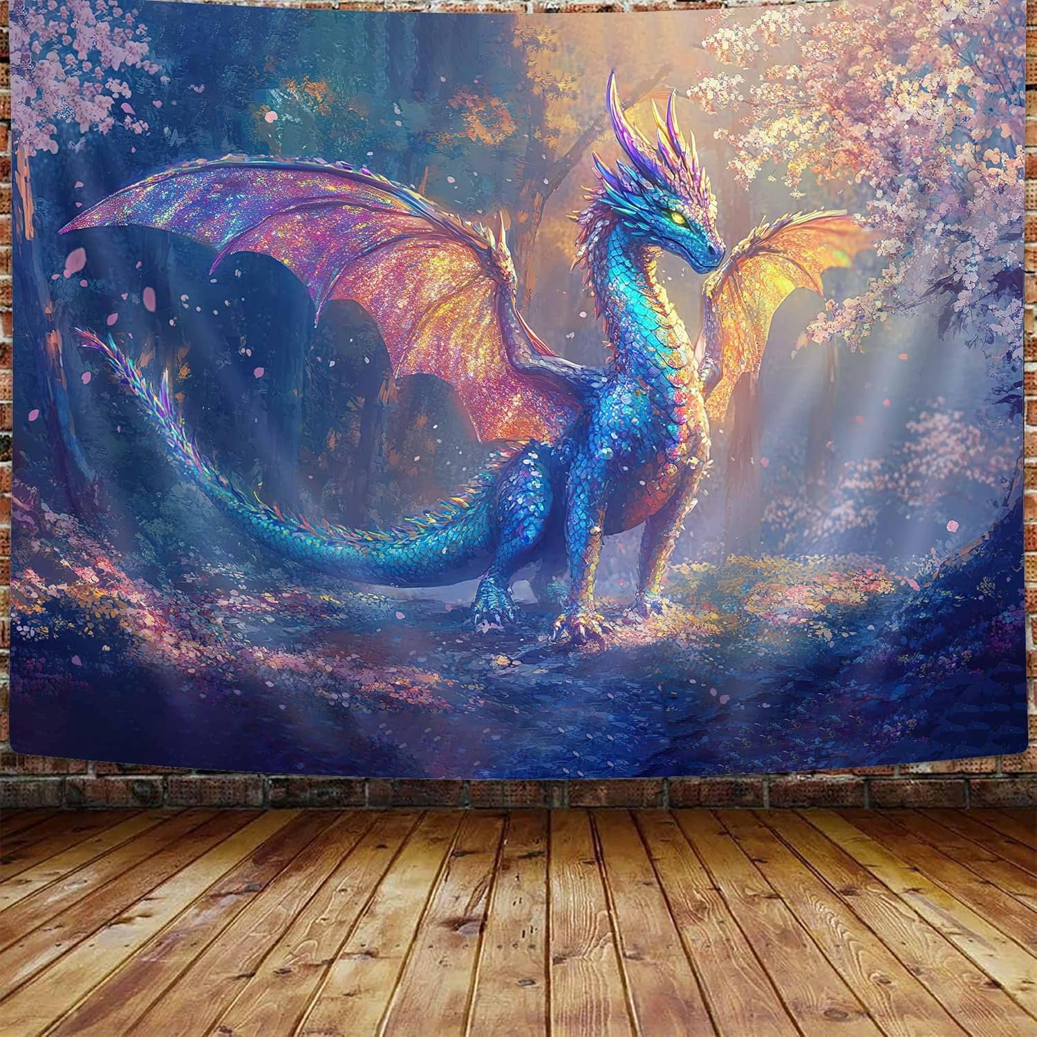 Trippy Dragon Tapestry for Bedroom Aesthetic, Medieval Fantasy Animals ...