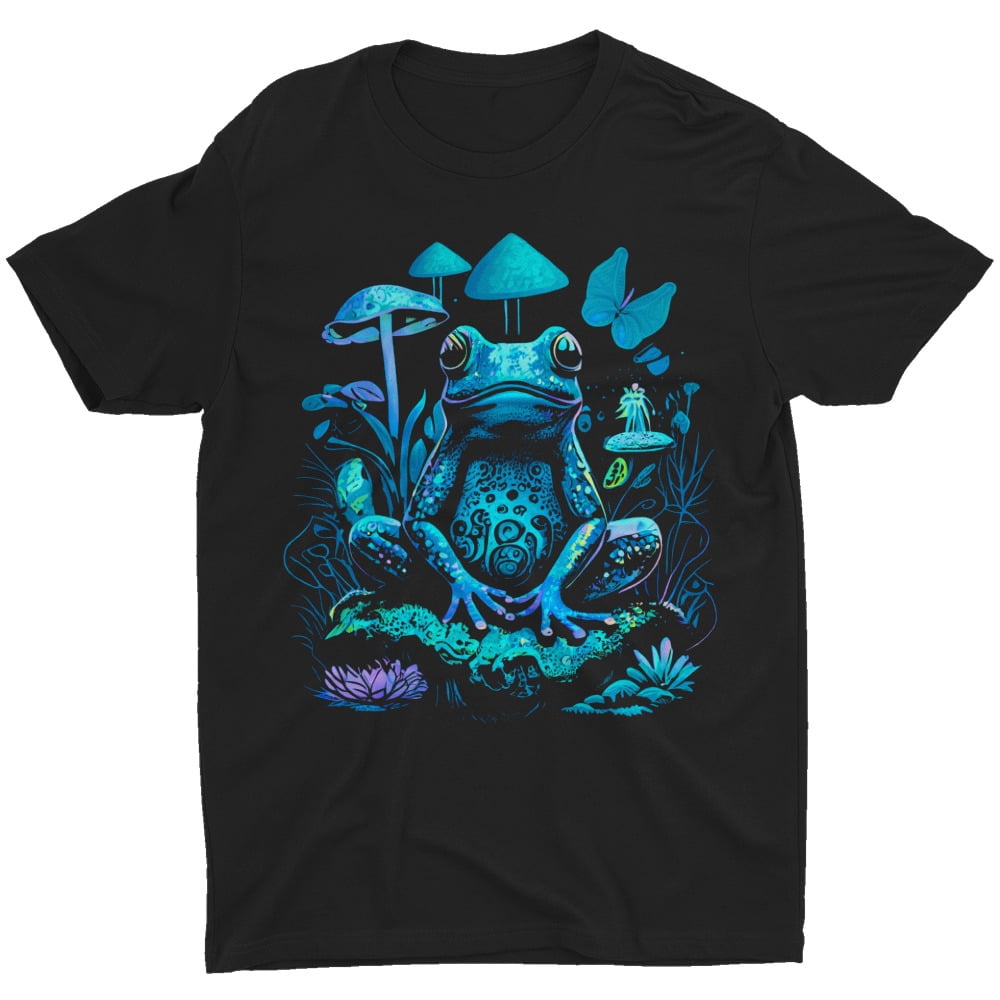 Trippy Frog Shirt Psychedelic Mushrooms T-Shirt Graphic Novelty Funny ...