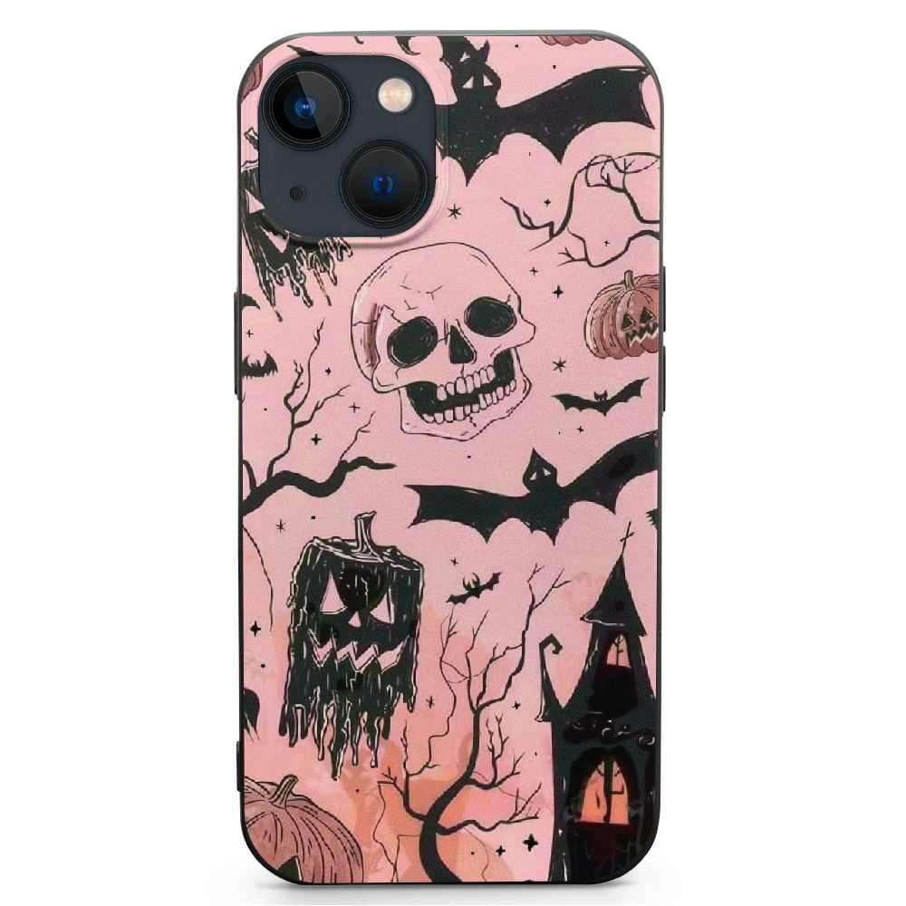 Trippy Hippie Halloween Pumpkin Skeleton Bat Pattern Case for iPhone 14 ...