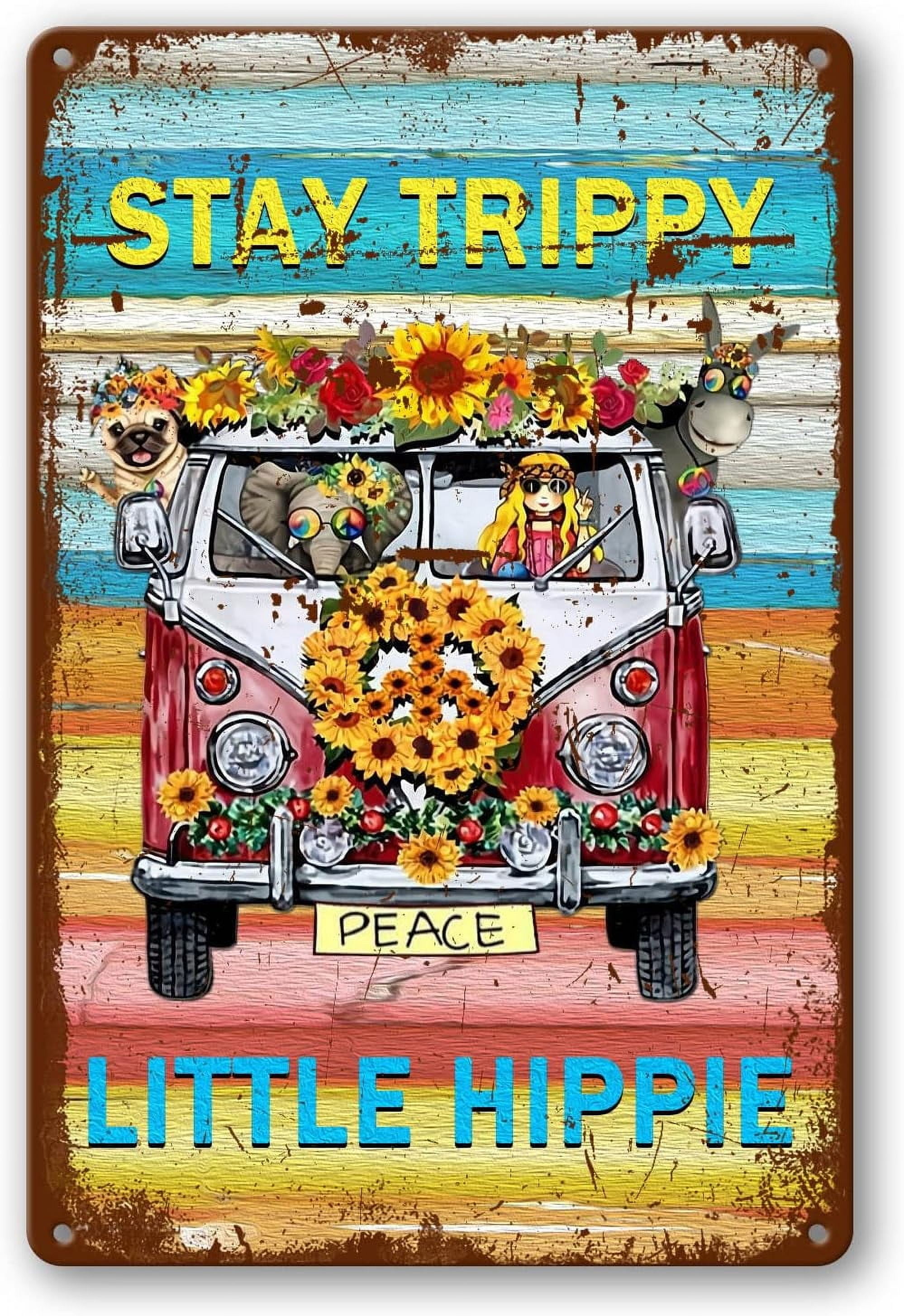 Trippy Little Hippie Metal Tin Signs - Retro Hippy Street Sign for ...
