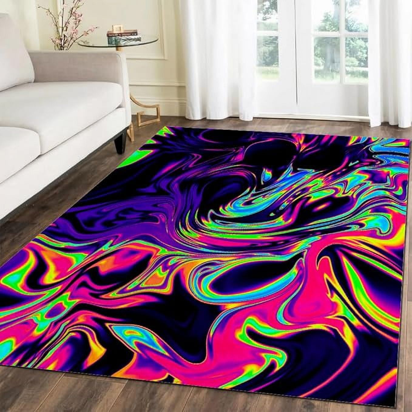 Trippy Marble Area Rug, Colorful Abstract Textured Print Rug, Teen Boys ...