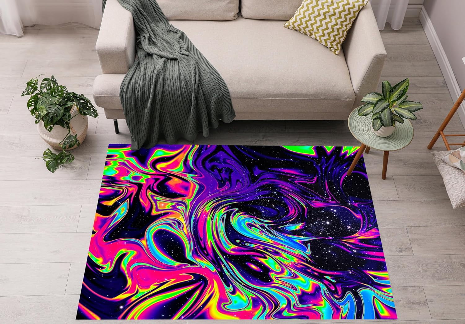 Trippy Marble Swirls Indoor Area Rug,Colorful Swirl Pyschedelic Soft ...