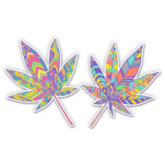 Trippy Marijuana Leaves - 10" Vinyl Stickers Waterproof Decals ...