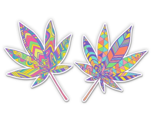 Trippy Marijuana Leaves - 7" Each Vinyl Stickers - For Car Laptop I-Pad ...