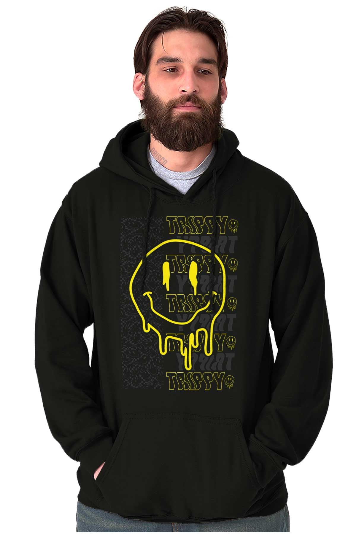 Trippy Melting Dripping Happy Face Unisex Plus Fleece Graphic Hoodie ...