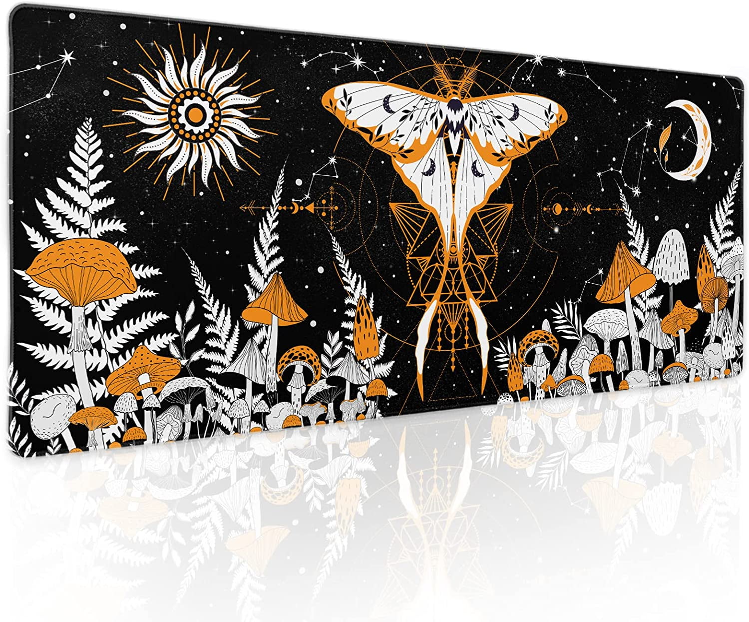Trippy Mushroom Butterfly Gaming Mouse Pad XL Galaxy Sun Monn Black ...