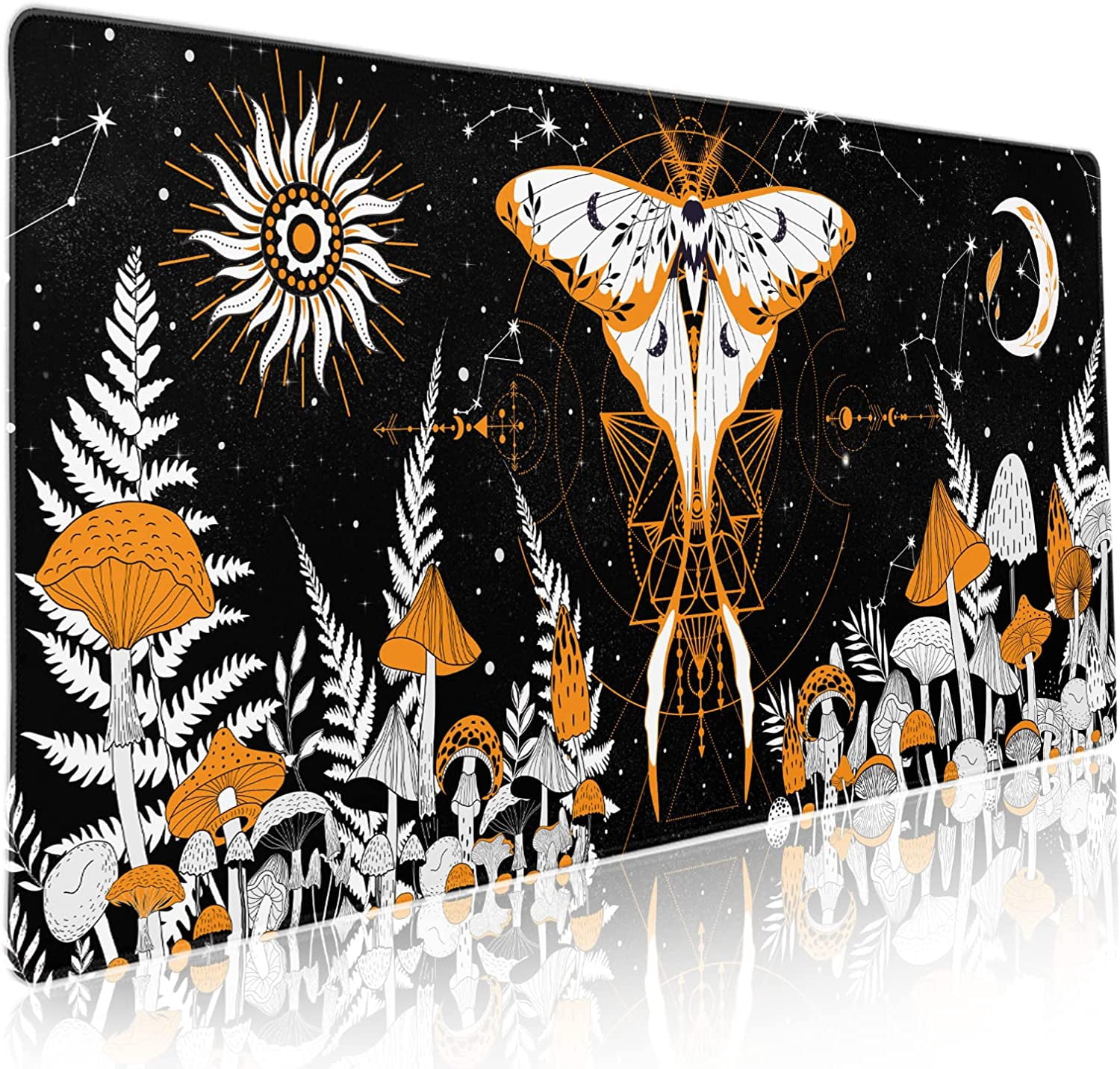 Trippy Mushroom Butterfly Gaming Mouse Pad XXL Galaxy Sun Monn Black ...