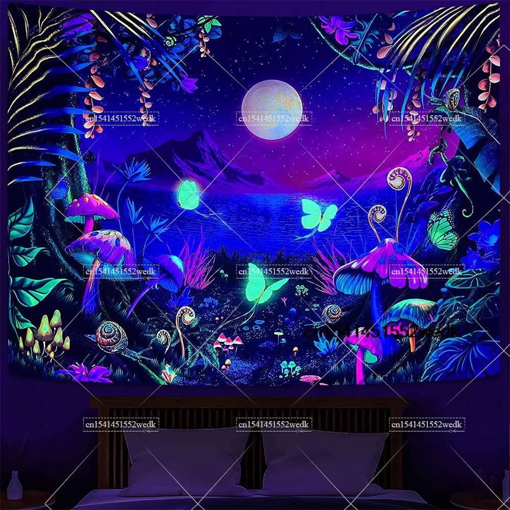 Trippy Planet Blacklight Tapestry Starry Night Sky Glow in the Dark ...