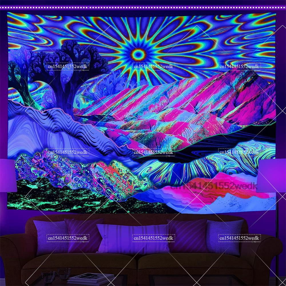 Trippy Planet Blacklight Tapestry Starry Night Sky Glow in the Dark ...