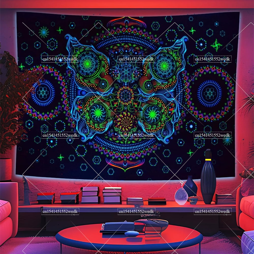 Trippy Psychedelic Blacklight Tapestry UV Reactive Boho Spiritual ...