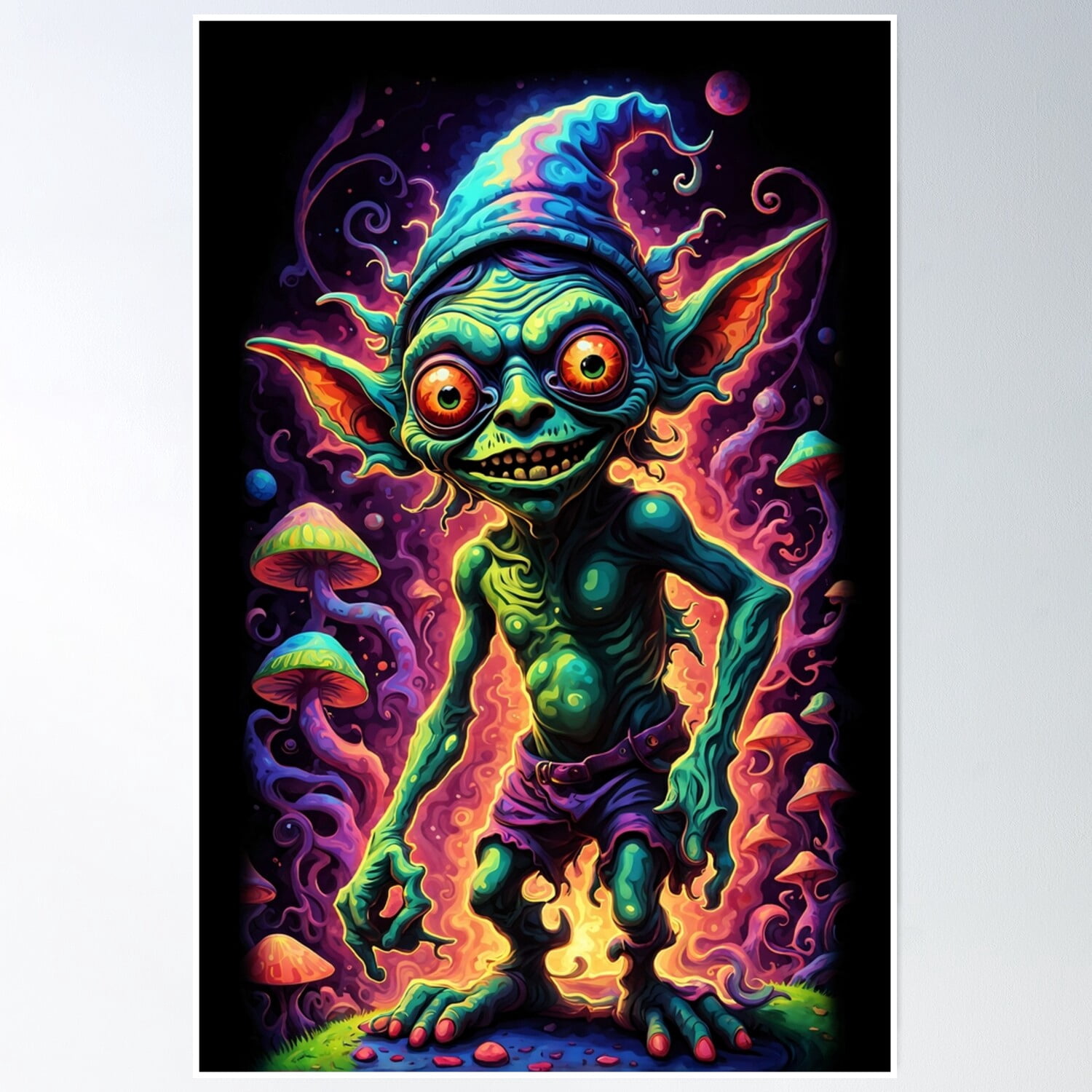Trippy Psychedelic Goblincore Goblin Poster Wall Art, Modern Wall Decor ...
