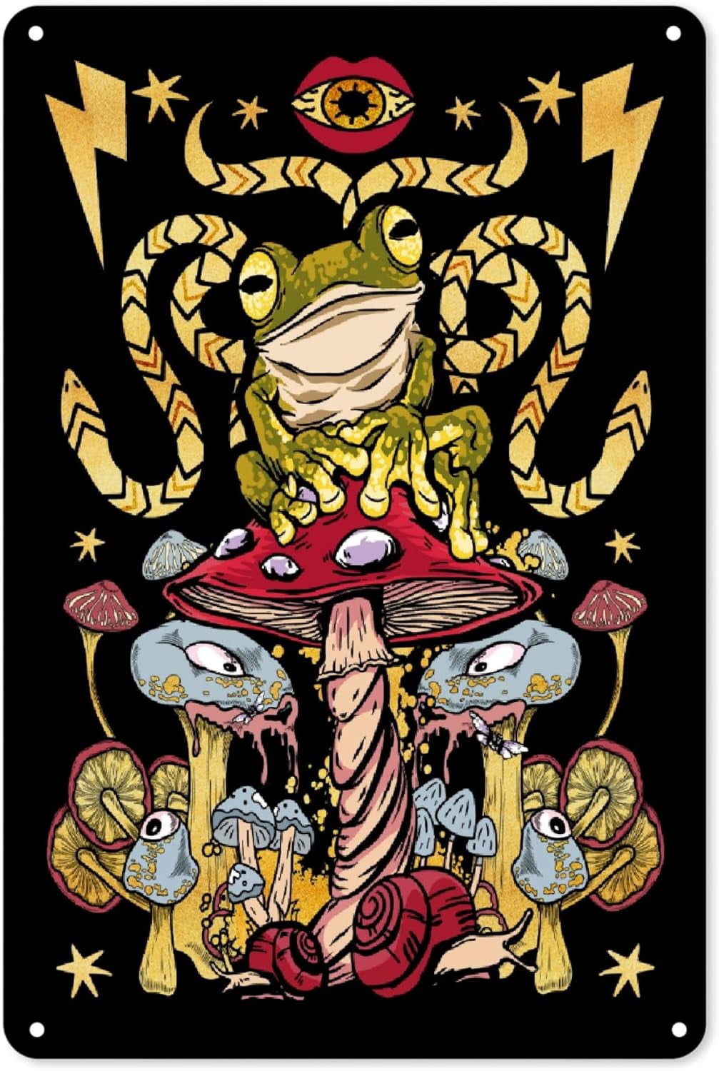 Trippy Psychedelic Mushroom Frog Poster 8 X 12 Inches Metal Metal Tin ...