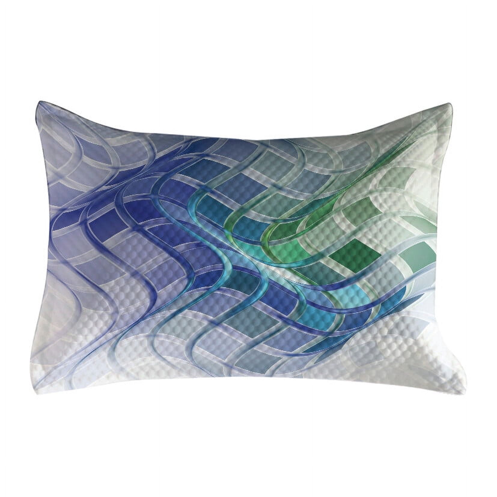Trippy Quilted Pillowcover, Abstract Squares with Wavy Form Psychedelic ...