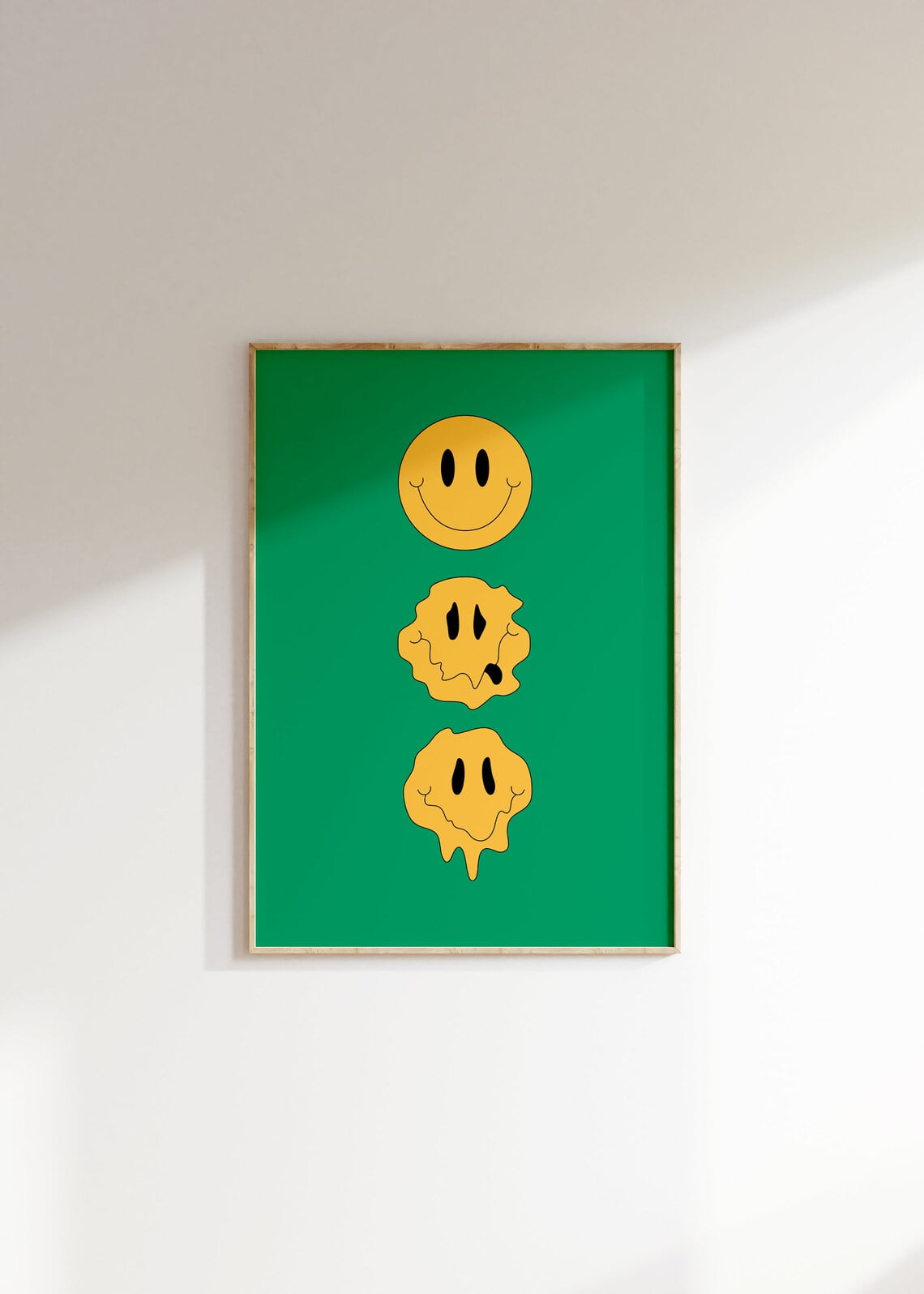 Trippy Smiley Face Print • Yellow Melting Smileys Art Print • Acid ...