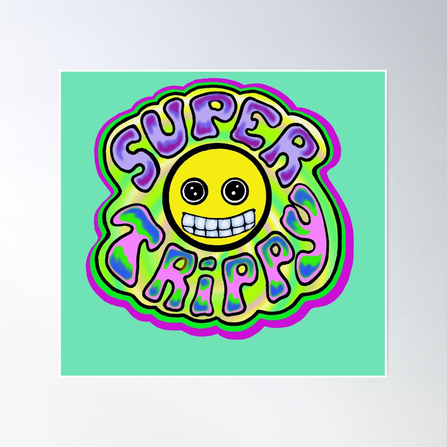 Trippy, Super Trippy Psychedelic Smiley Face Design Poster Wall Art ...