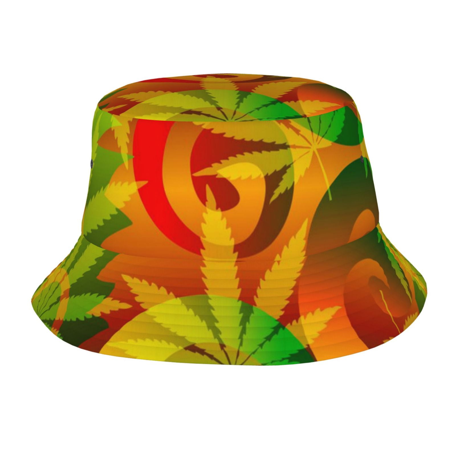 Trippy Swirl Leaf Colorful Bucket Hat, Packable Fisherman Sun Cap ...