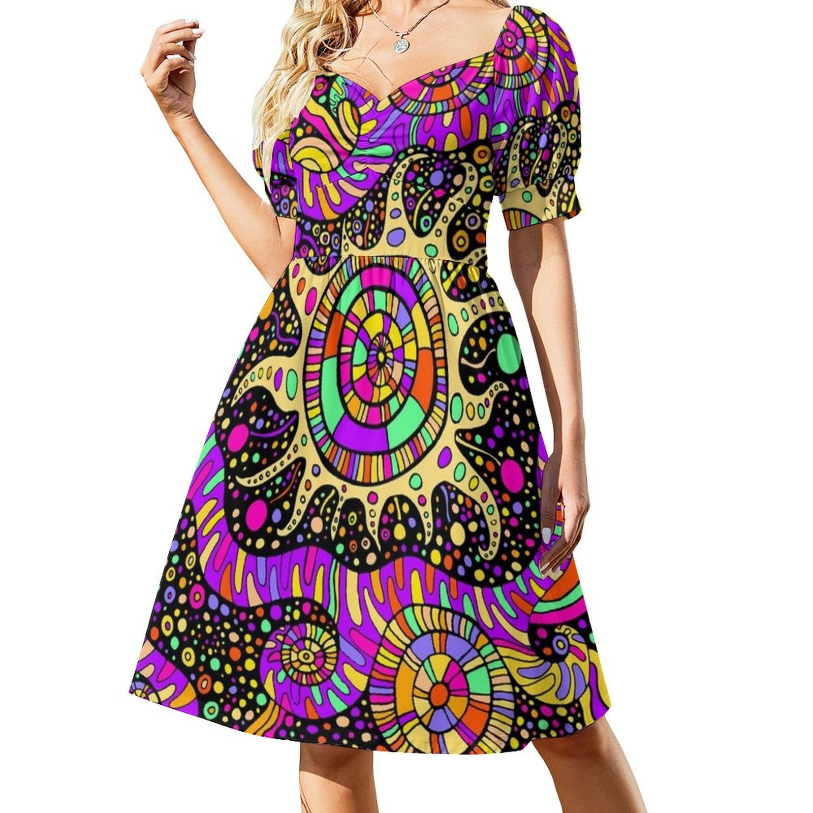 Trippy UV Rave Tentacles Black Light Trip Sleeveless Dress luxury ...