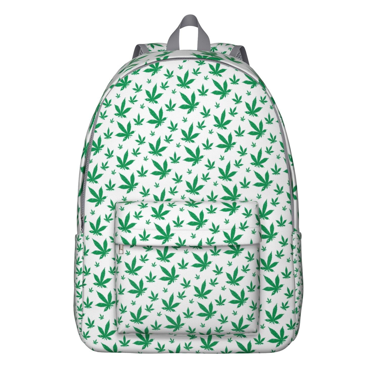 Trippy Weed Leaf Backpack, Waterproof School Bag with Neon Marijuana ...