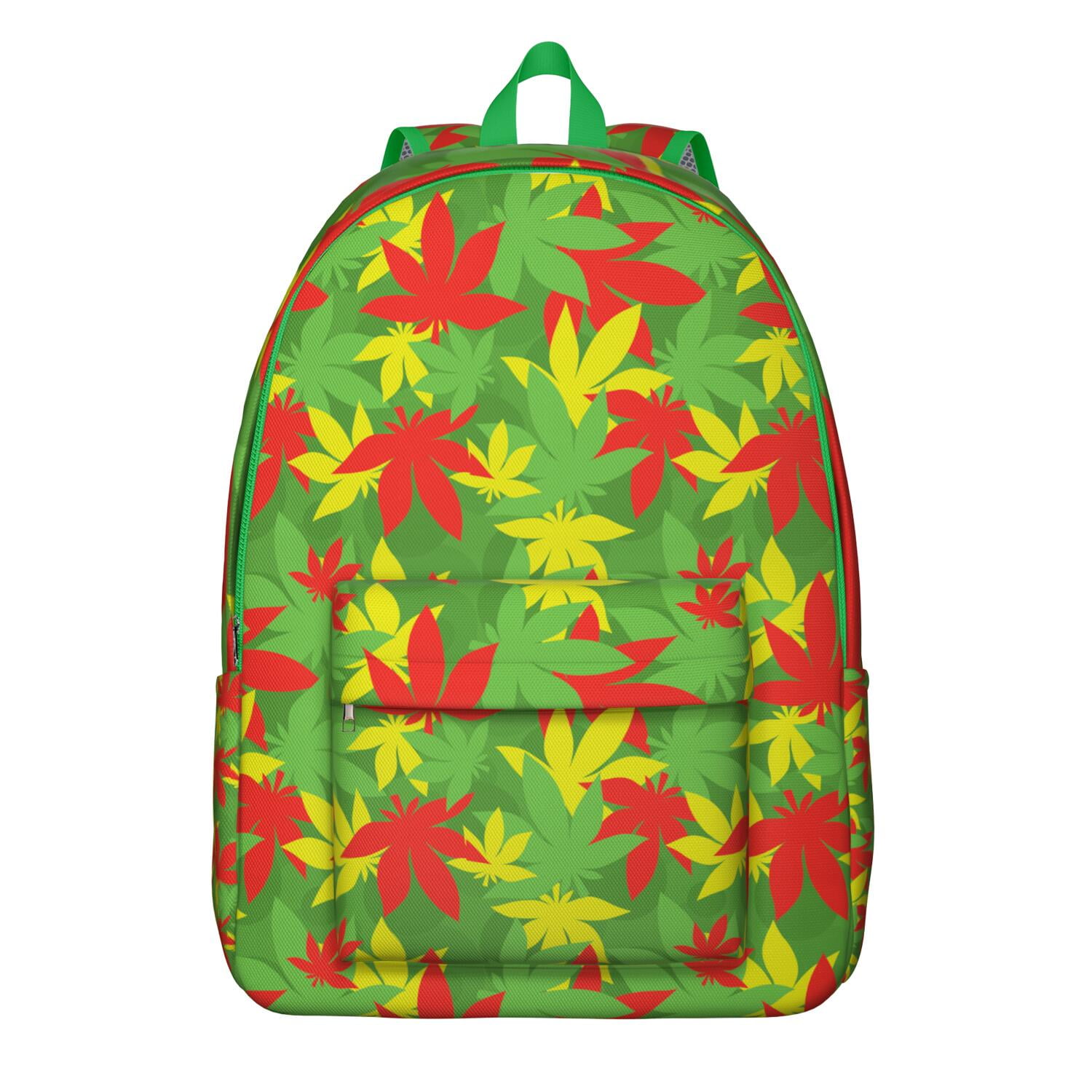 Trippy Weed Leaf Backpack, Waterproof School Bag with Neon Marijuana ...