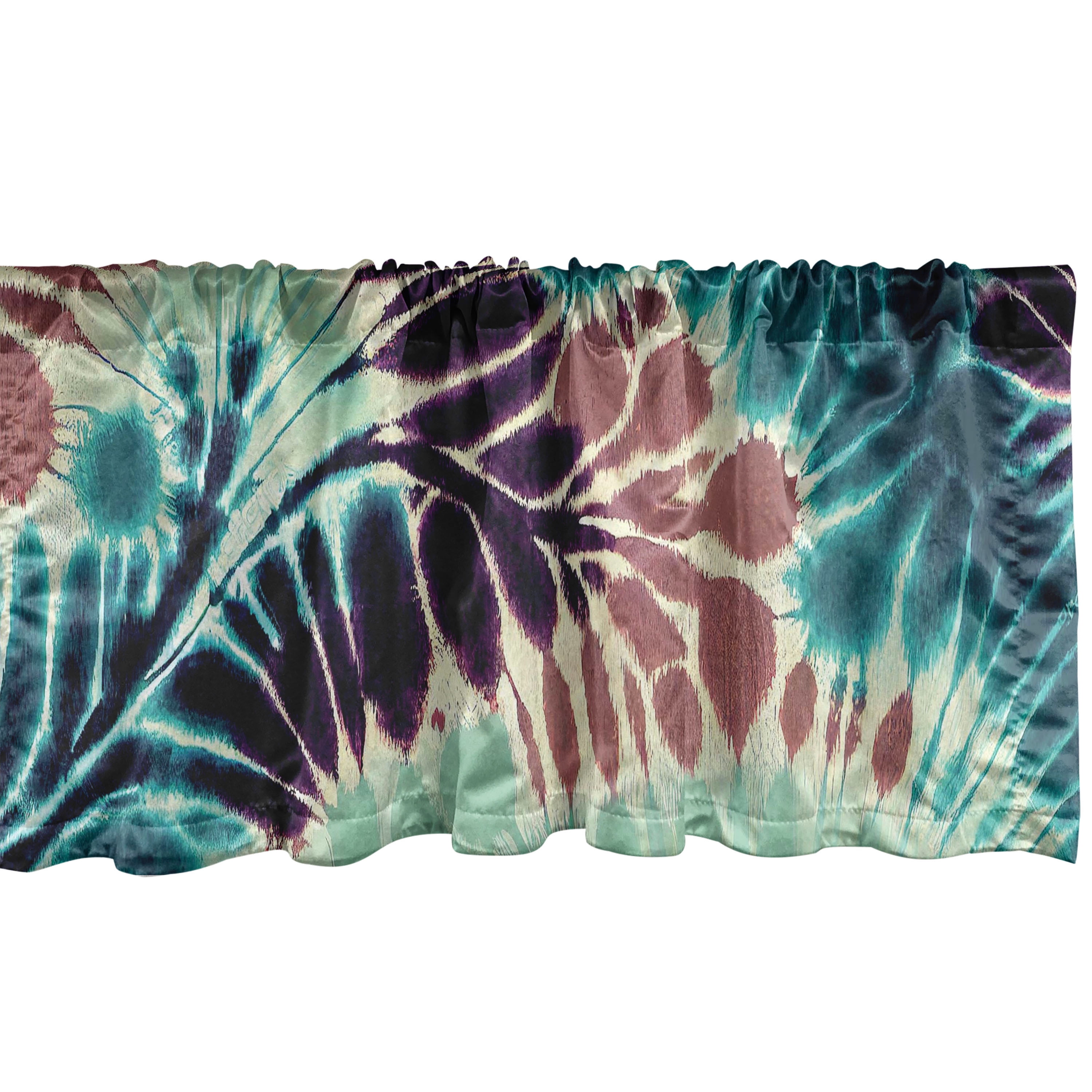 Trippy Window Valance, Nostalgic Swirling Shell Blooms Hippie Tie Dye ...