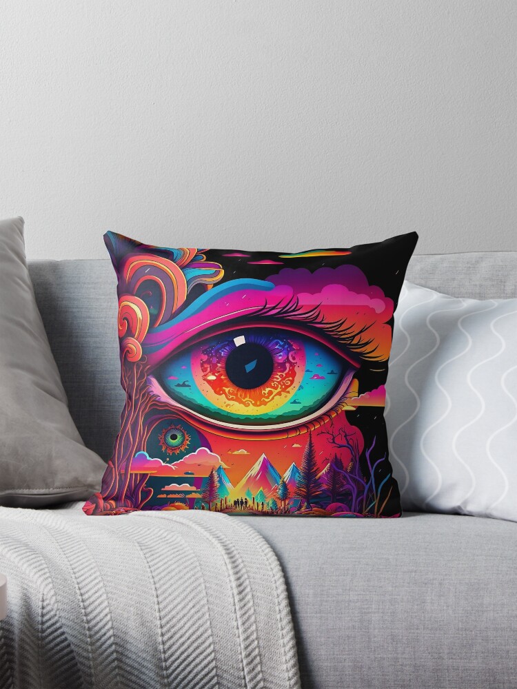 Trippy artwork of an eye and a beautiful vibrant scene inspired by ...