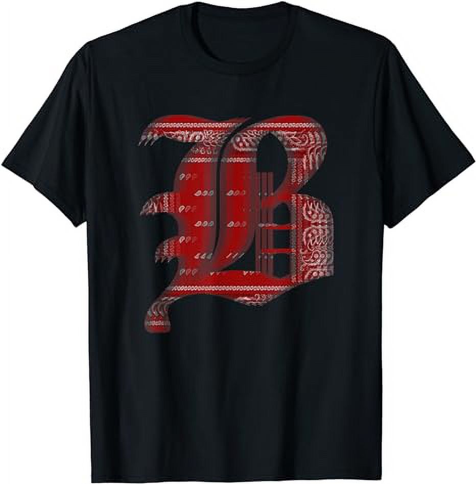 Trippy capital letter B red bandana blood piru gangster brim T-Shirt ...