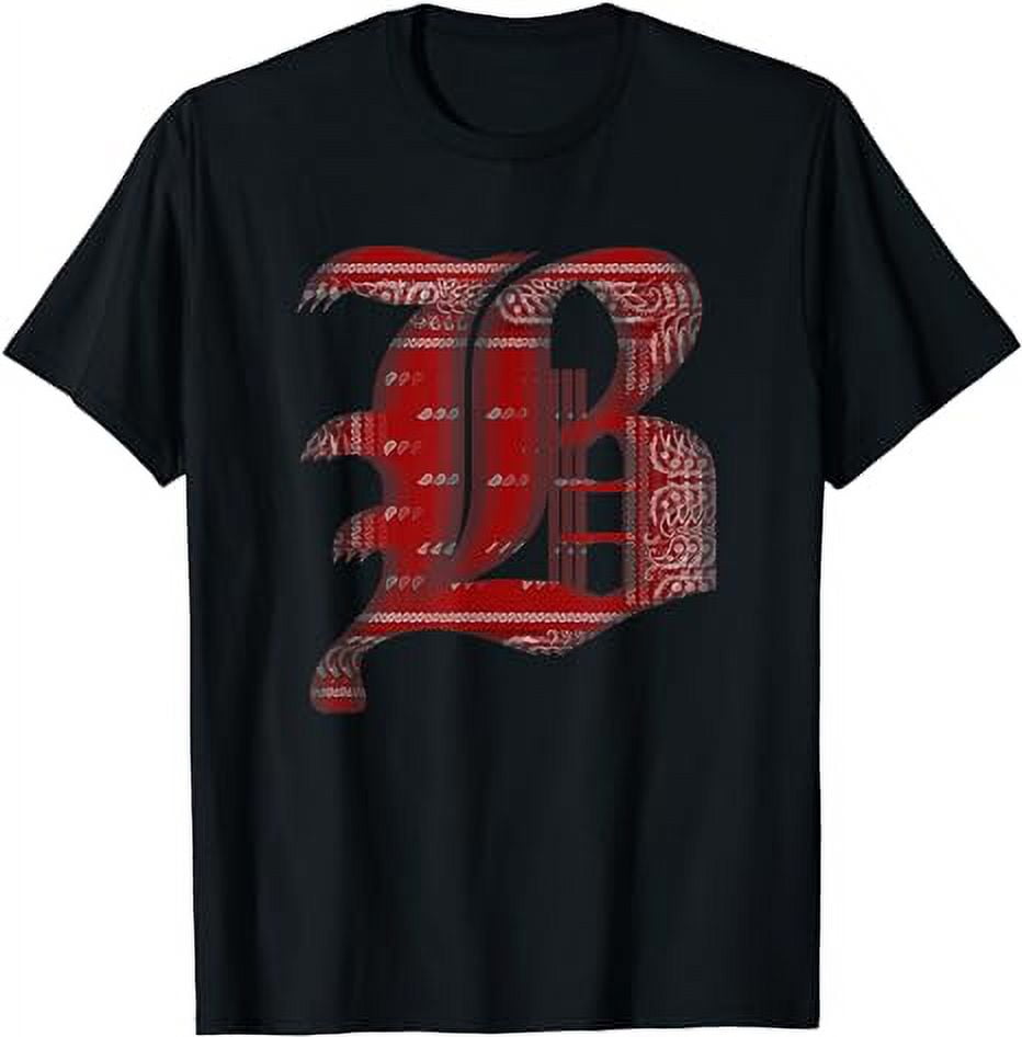 Trippy capital letter B red bandana blood piru gangster brim T-Shirt ...