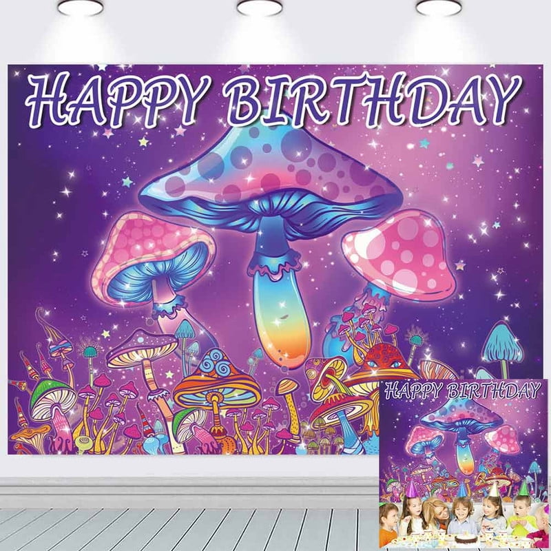 Trippy mushroom Backdrop Banner Party Supplies Poster Movie Theme ...