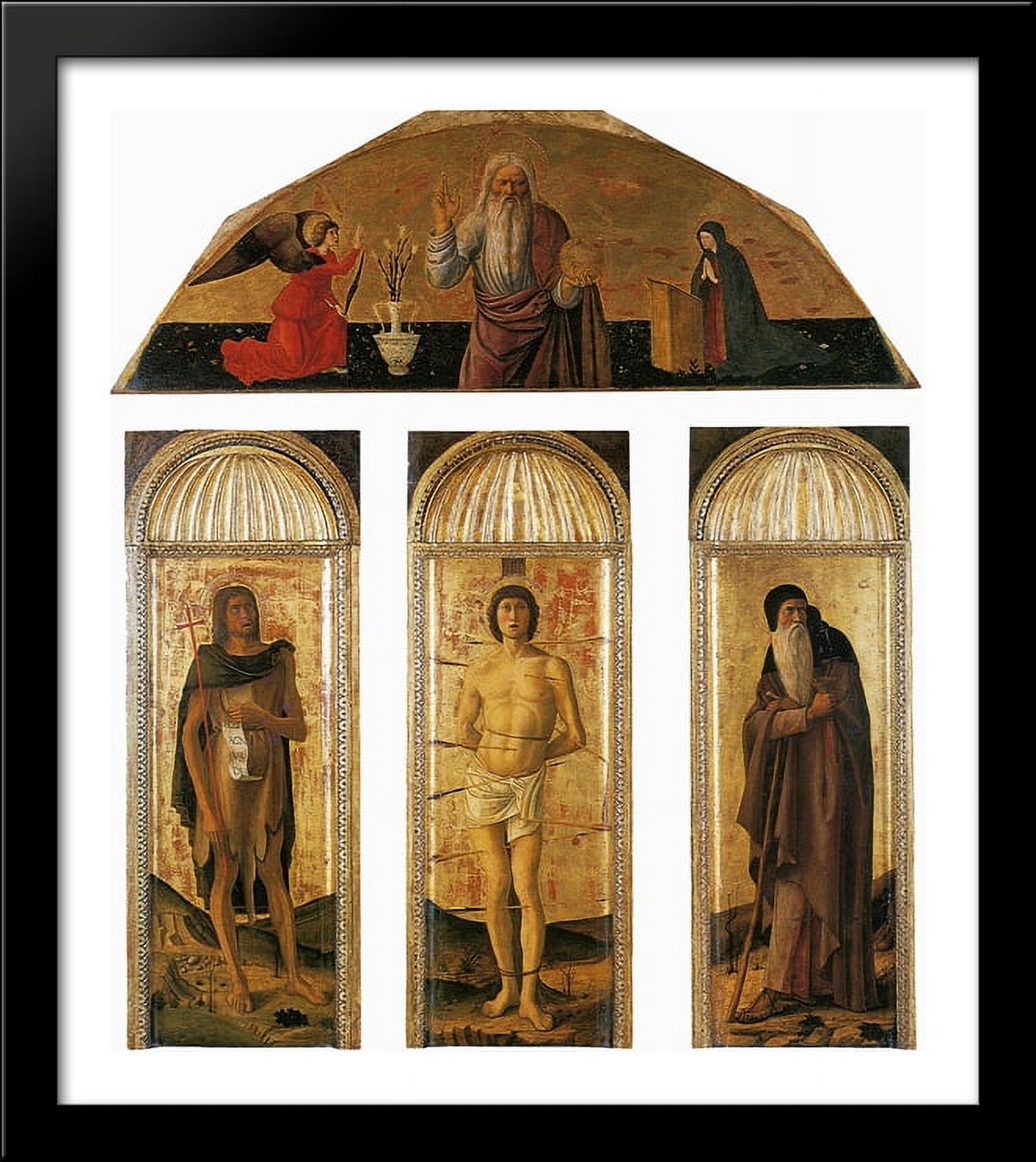 Triptych of St. Sebastian 28x32 Large Black Wood Framed Print Art by Jacopo Bellini - Walmart.com