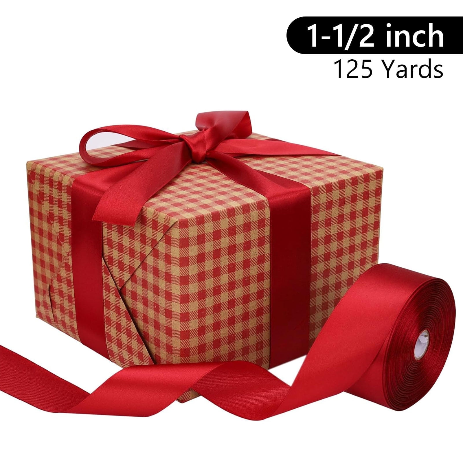 Tripumer 1.5''x 125 Yards Silk Ribbon Ribbons Roll Satin Ribbon Solid ...