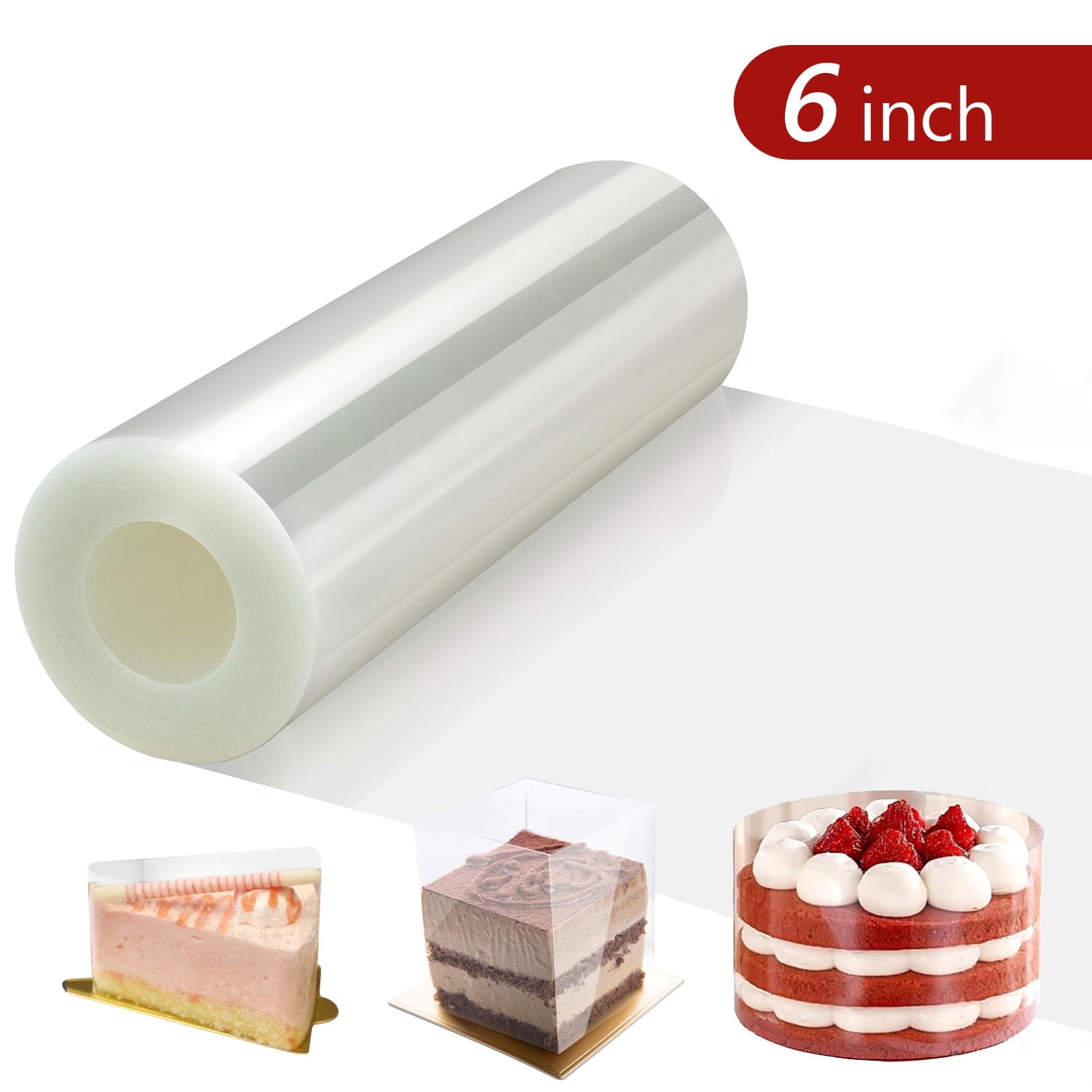 Tripumer 1 Roll Cake Collar Transparent Mousse Cake Sheets 6 x 394 inch ...