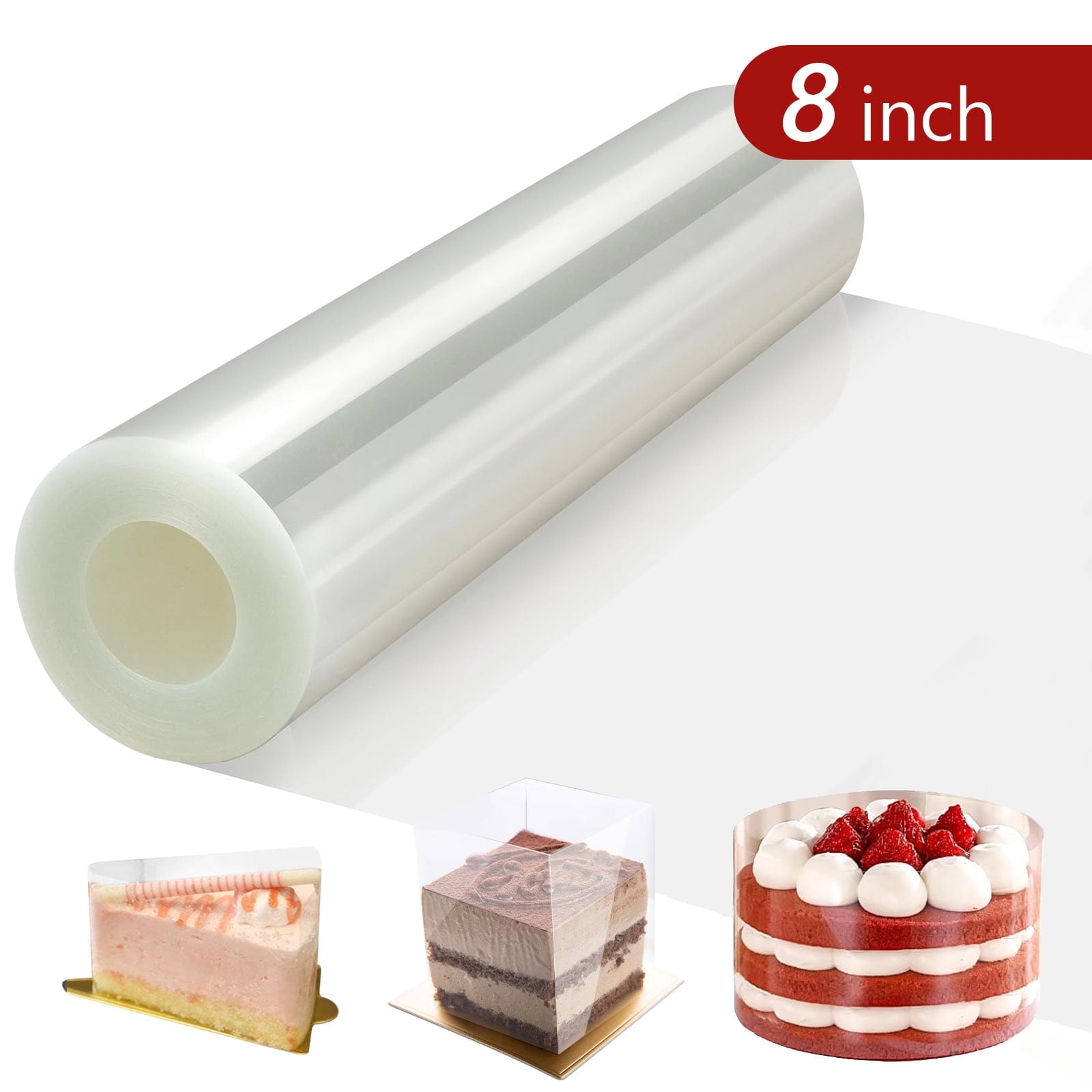 Tripumer 1 Roll Cake Collar Transparent Mousse Cake Sheets 8 x 394 inch Acetate Rolls Clear Cake ...