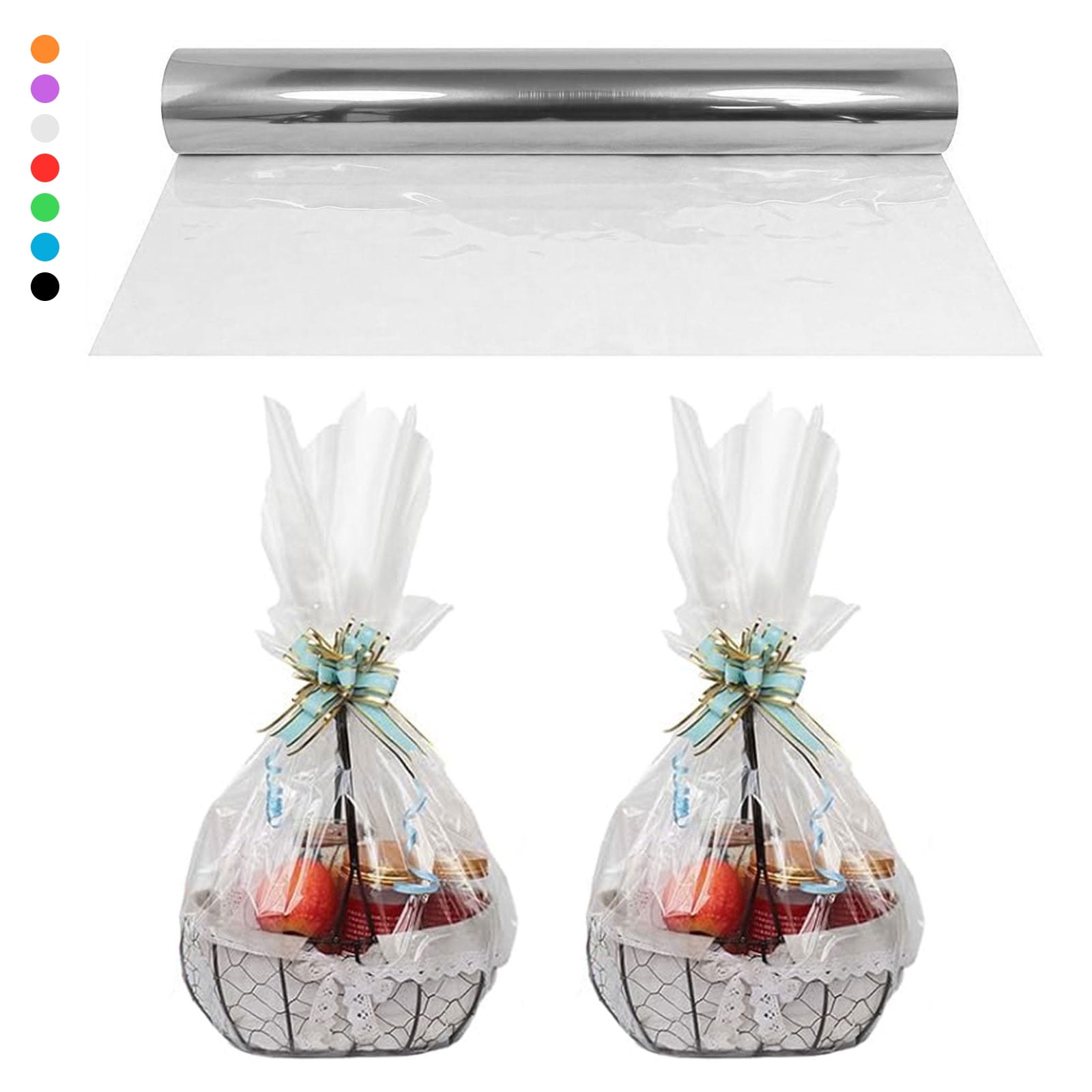 Tripumer 1 Roll Cellophane Wrapping Paper 16 inch x 100 feet Thick Cellophane Wrap Roll for Gift ...