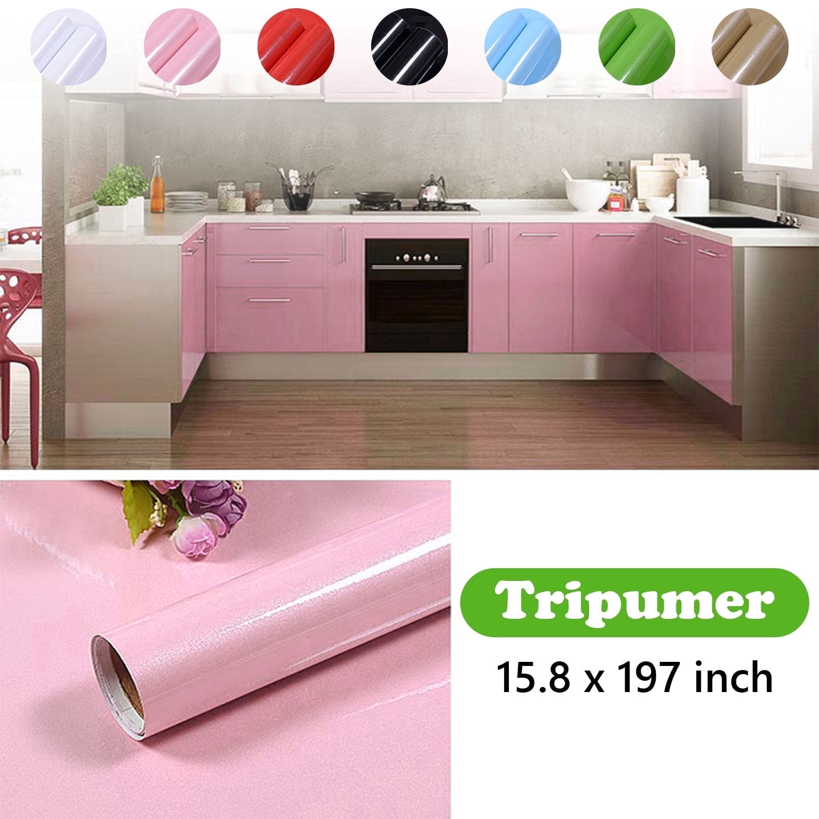 Tripumer 1 Roll Kitchen Cabinet Wallpaper 15.8 x 197 inch Contact Paper ...