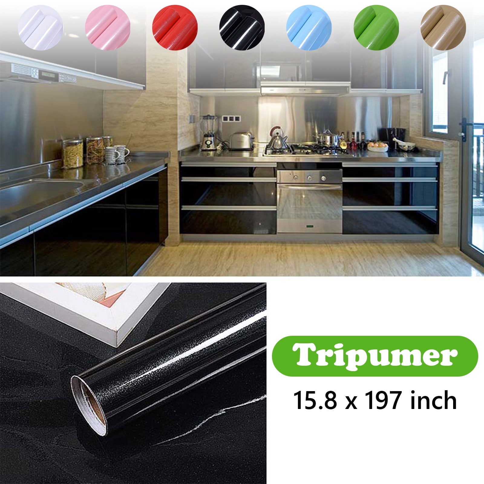 Tripumer 1 Roll Kitchen Cabinet Wallpaper 15.8 x 197 inch Contact Paper ...